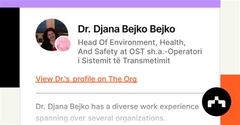 Dr Djana Bejko Bejko Head Of Environment Health And Safety At Ost