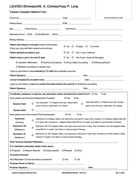 Cessation Medication Dosing Guidelines Lsuhospitals Form Fill Out And