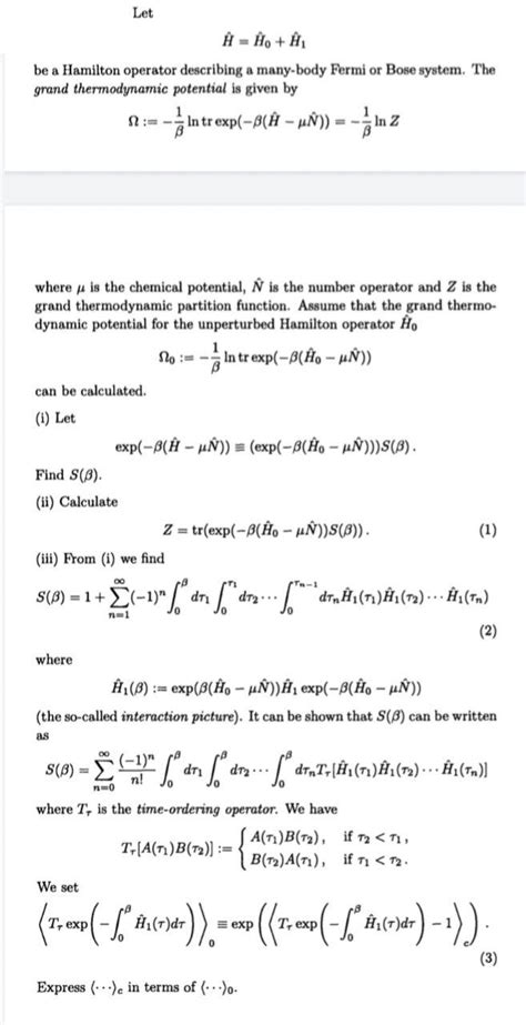 solved let ho 1 be a hamilton operator describing a