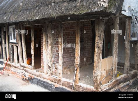 A Timber Framed Building Stripped Of Its Outer Coat Of Render Stock Photo Alamy