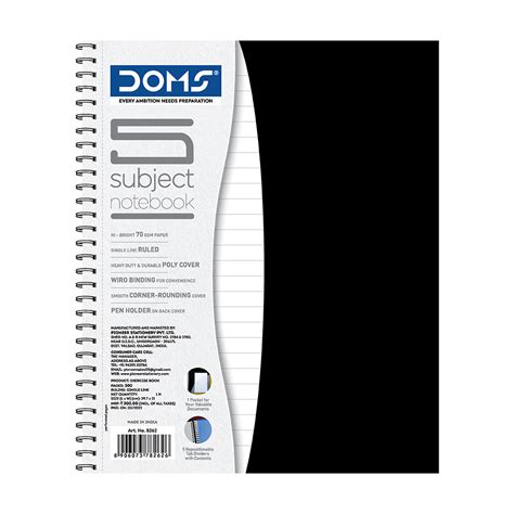 Doms Polycover 5 Subject Wiro Notebook 29 7x21cm Doms