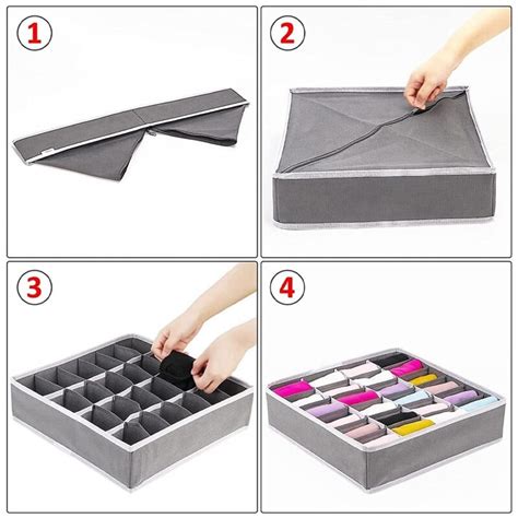 Badu Bg Органайзер Разделител Опаковка от 2 Сгъваем гардероб Органайзер с 24 клетки Плат