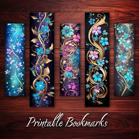 Beautiful Bookmark Luxury Flower Bookmarks With Gold Details Set Of 10