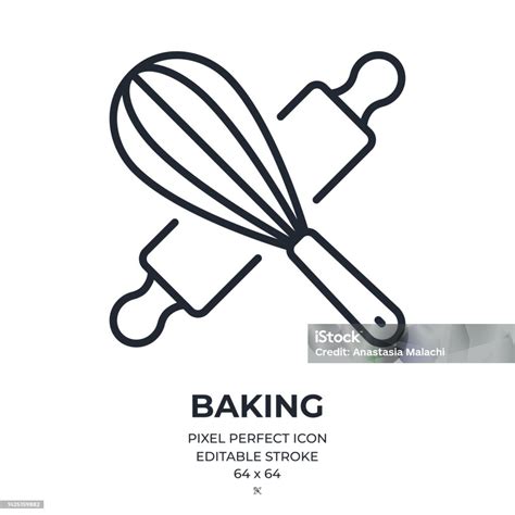 베이킹 편집 가능한 획 윤곽선 아이콘은 흰색 배경 플랫 벡터 일러스트레이션에 격리되어 있습니다 픽셀 완벽한 64 X 64