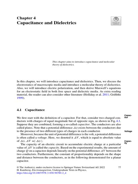 Lecture 6 Capacitance And Dielectrics Pdf Capacitance Capacitor
