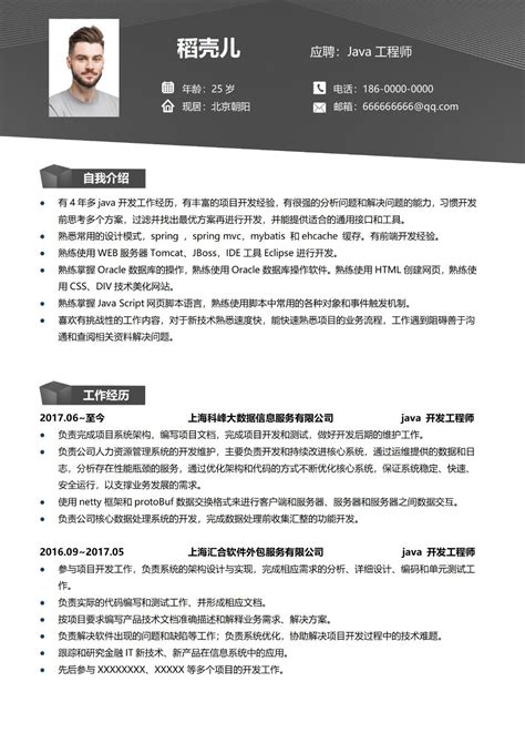 Java开发工程师程序员简历范文 简历模板资源网