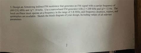 Solved N 12design An Armstrong Indirect Fm Modulator That
