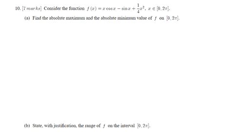 10 [7 marks ] consider the function