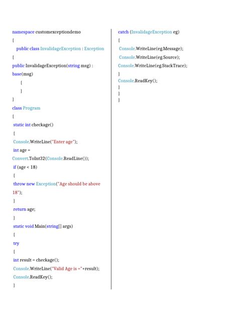 Custom Exception Demo Pdf