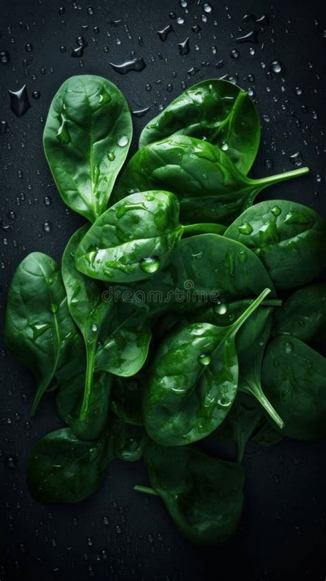 Fresh Organic Spinach Vegetable Vertical Background Stock Image