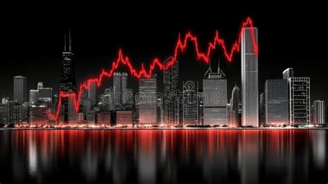 Dynamic City Skyline With Red Growth Graph Symbolizing Economic