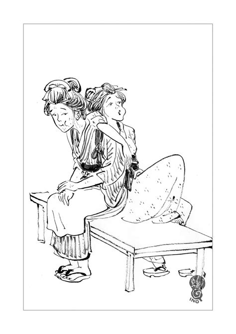 小説宝石」で連載中、朝倉かすみさんの『けんぐぁい』第5回挿絵。顔のデッサンが狂っているように見えるのは、二人とも飴玉を」伊野孝行の漫画
