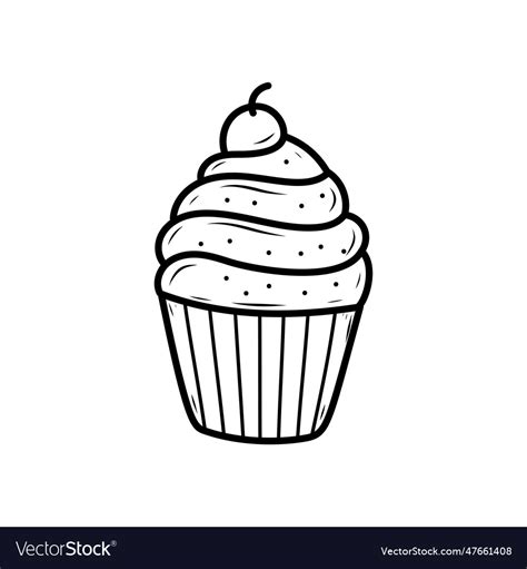 Hand Drawn Cupcake Royalty Free Vector Image Vectorstock