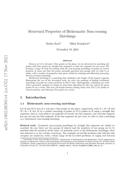 Structural Properties Of Bichromatic Non Crossing Matchings Marko Savi