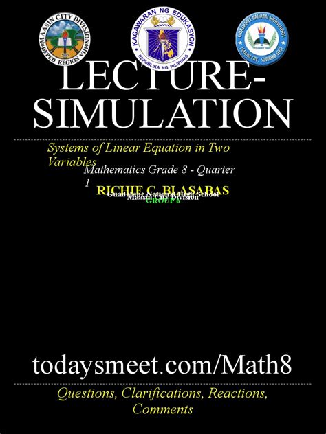Simulation Math 8 Pdf Equations System Of Linear Equations