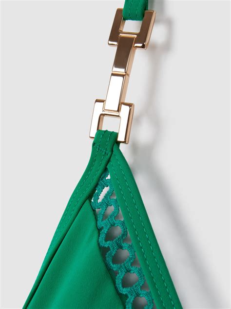 Lattice Halter Neck Swimsuit In Green Reiss