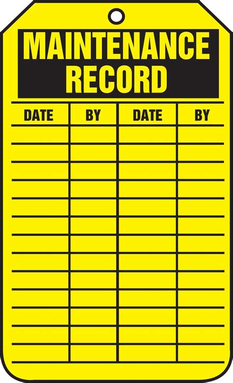 Maintenance Record Status Tags X PF Cardstock Black On Yellow Status Tags And