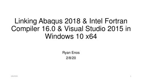 PDF Linking Abaqus 2018 Intel Fortran Compiler 16 0 Visual Studio