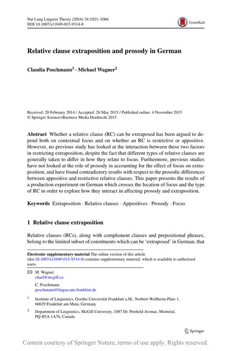 Relative Clause Extraposition And Prosody In German Request Pdf