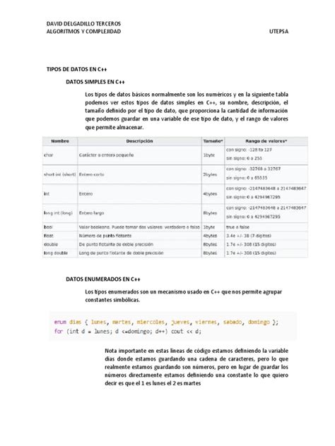 Tipos De Datos Y Estructuras De Control En C Pdf C Tipo De Datos