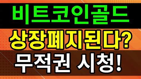 비트코인골드 상장폐지된다 여기까지 갑니다 무적권 시청 비트코인캐시 이캐시 비트코인골드 YouTube
