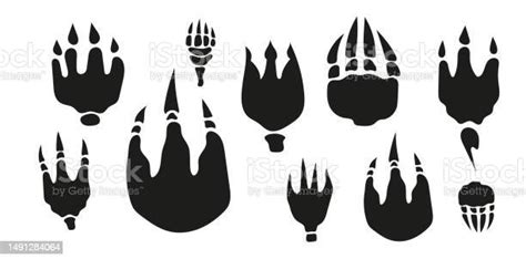 손으로 그린 용 발 문신 세트입니다 공룡 발자국 실루엣 벡터 그림입니다 발자국에 대한 스톡 벡터 아트 및 기타 이미지 발자국 용 Tattoo Machine Istock