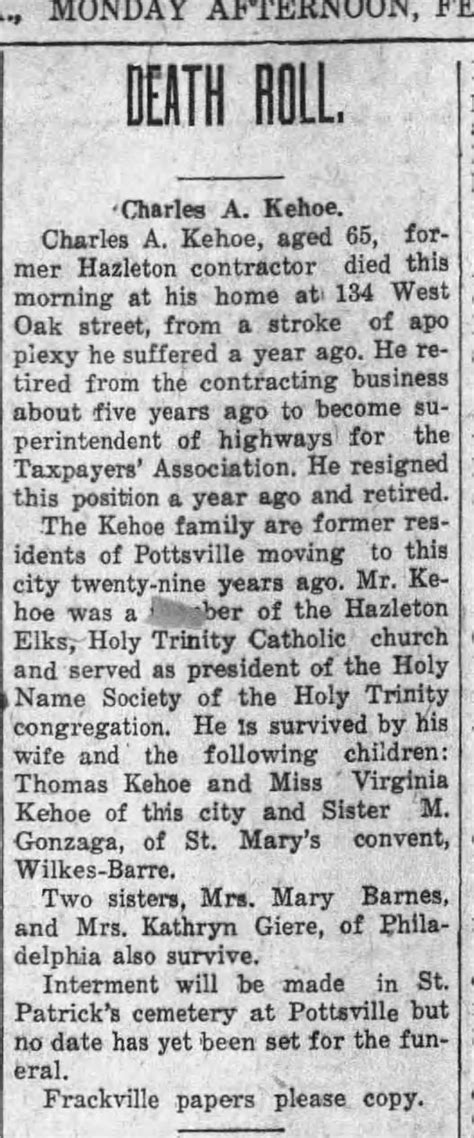 Charles Kehoe Obituary ™