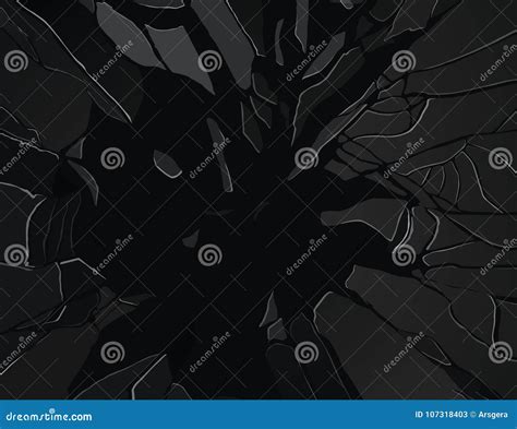 Pieces Of Sharp Shattered Glass On Black Stock Illustration