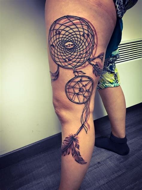 Dreamcatcher Thigh Tattoo Designs