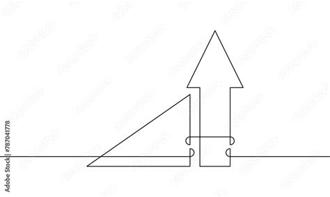 Continuous Line Drawing Of Grraph Illustration Vector Of Arrow Up