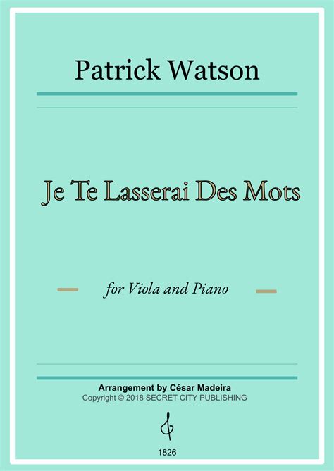 Je Te Laisserai Des Mots Arr César Madeira By Patrick Watson Sheet