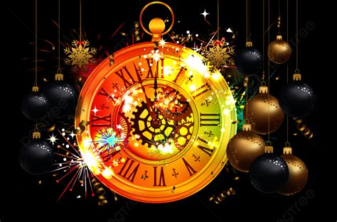 Happy New Year 2020 Background With Christmas Clock Gold And Firework