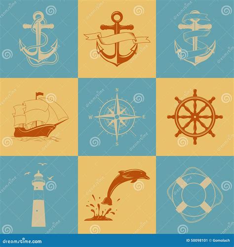 Nautical Icons Stock Vector Illustration Of Holiday 50098101