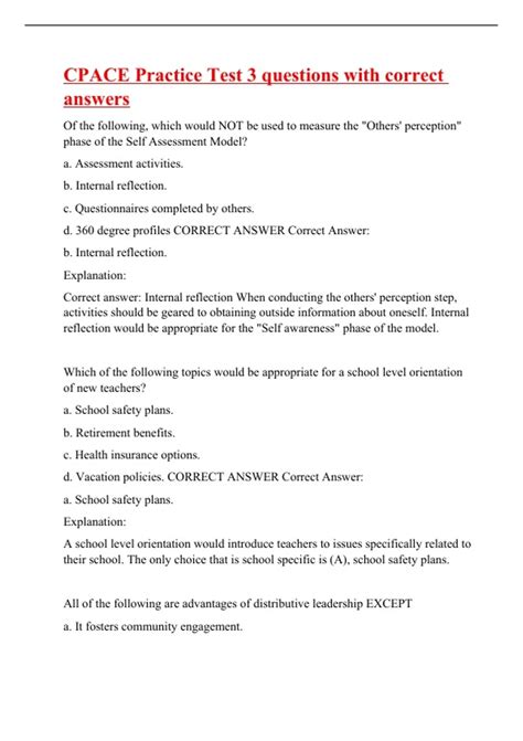 Cpace Practice Test 3 Questions With Correct Answers Cpace Stuvia Us