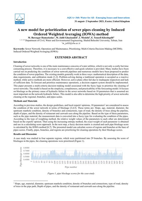 Pdf A New Model For Prioritization Of Sewer Pipes Cleaning By Induced
