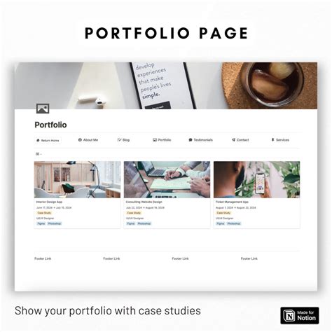 Notion Portfolio Website Template Social Media Manager Photographer