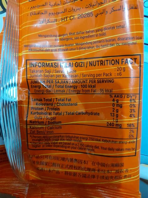 Nilai Kandungan Gizi Suki Rasa Ayam Kecap