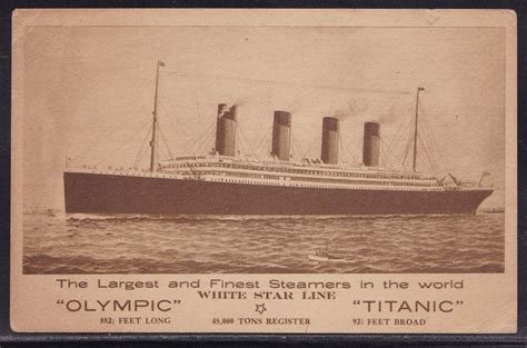 Rms Titanic Olympic White Star Line Art Postcard Pre Sinking 1 Jul