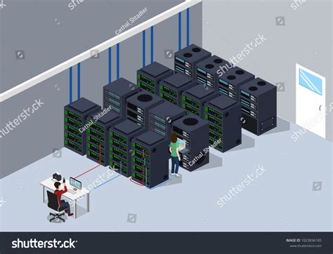 Isometric 3d Vector Illustration Concept Server Stock Vector Royalty Free 1023836185