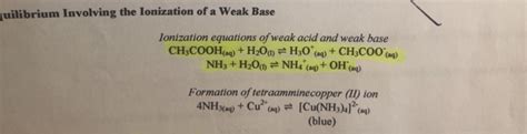 Solved Uilibrium Involving The Ionization Of A Weak Base