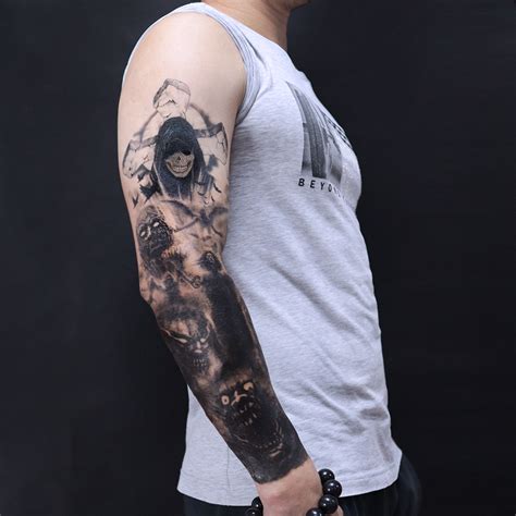 Sexy Body Art Temporary Tattoo Sticker Black Arm Hands Snake And Eagle