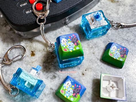 Chao Garden Neutral Chao Dark Chao Hero Chao Light Up Clicky Keycap Keychain Blue Clicky