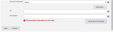 Jenkins Add Azure Credentials The Provided Credentials Are Not