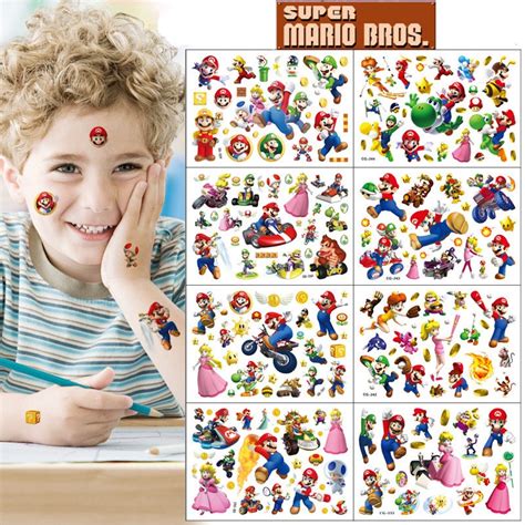 Super Mario Bros Theme Tattoos Waterproof Temporary Tattoo Sticker