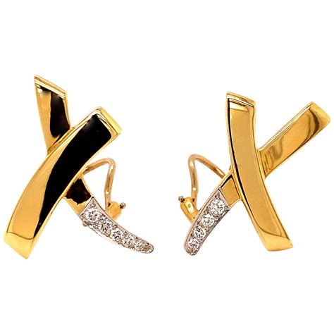 Tiffany And Co Paloma Picasso Diamond Gold Earrings For Sale At 1stdibs