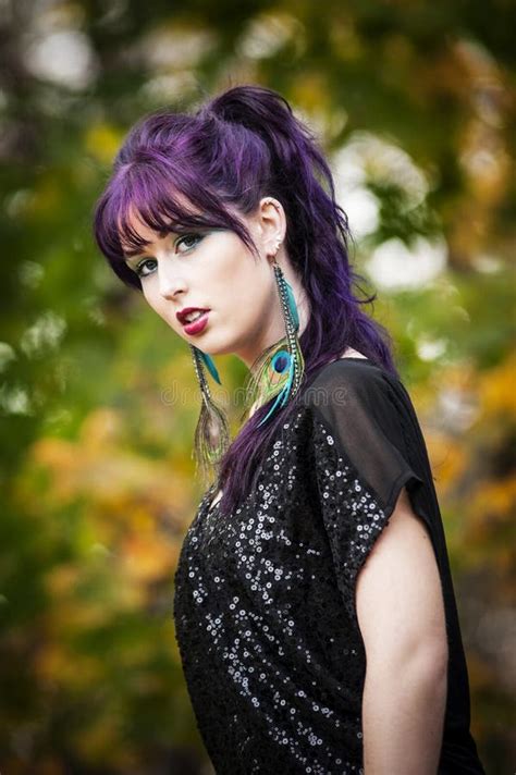 Beautiful Young Woman In Peacock Makeup Stock Image Image Of Nature