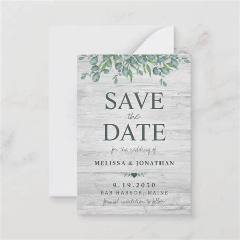 Budget Eucalyptus Greenery Wedding Save The Date Note Card Zazzle