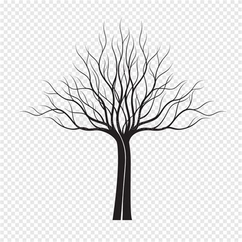 Black Naked Tree On Transparent Background Vector Illustration Stock Illustration