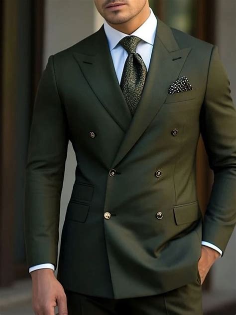 Dark Green Black Burgundy Mens Wedding Suits 2 Piece Plus Size Solid