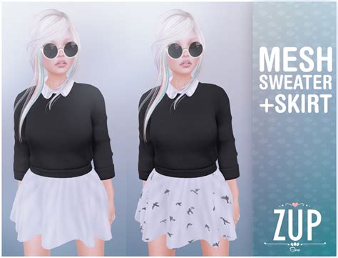 Second Life Marketplace Zup Mesh Sweater Skirt Black Demo